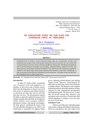 90 an evaluation study on sub plan for scheduled caste in tamil nadu ...