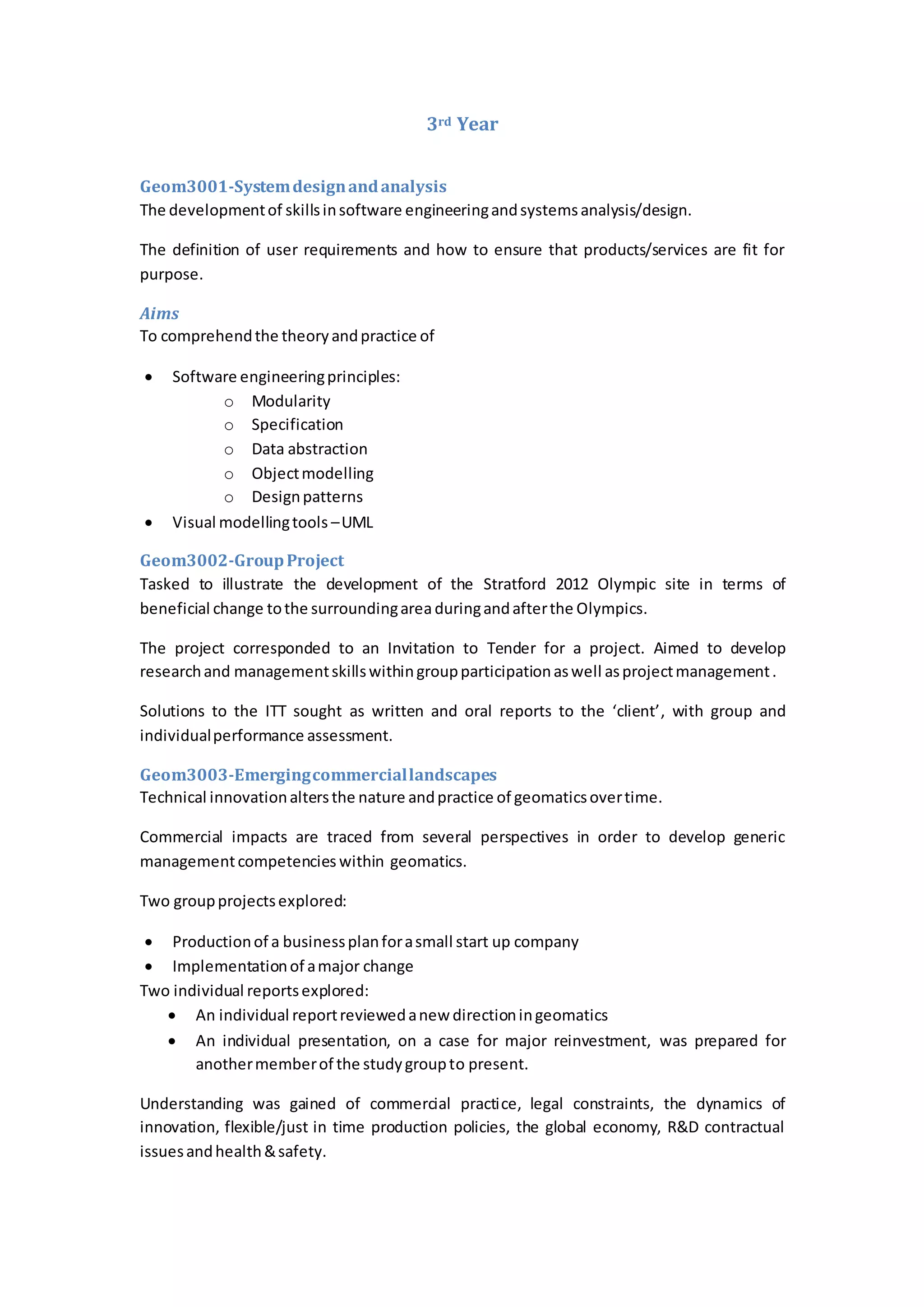 Degree Module Breakdown | DOCX