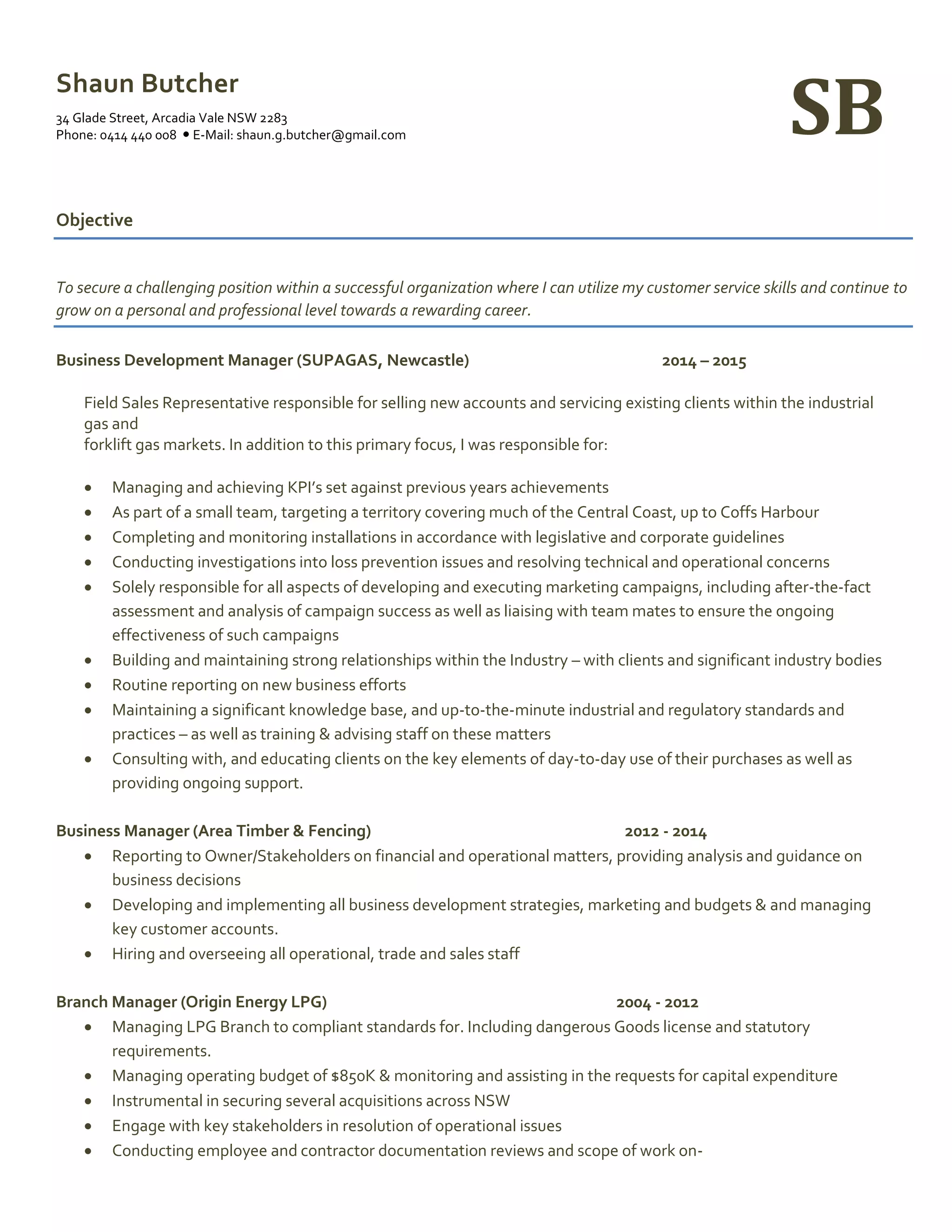 Shaun Butcher RESUME | PDF