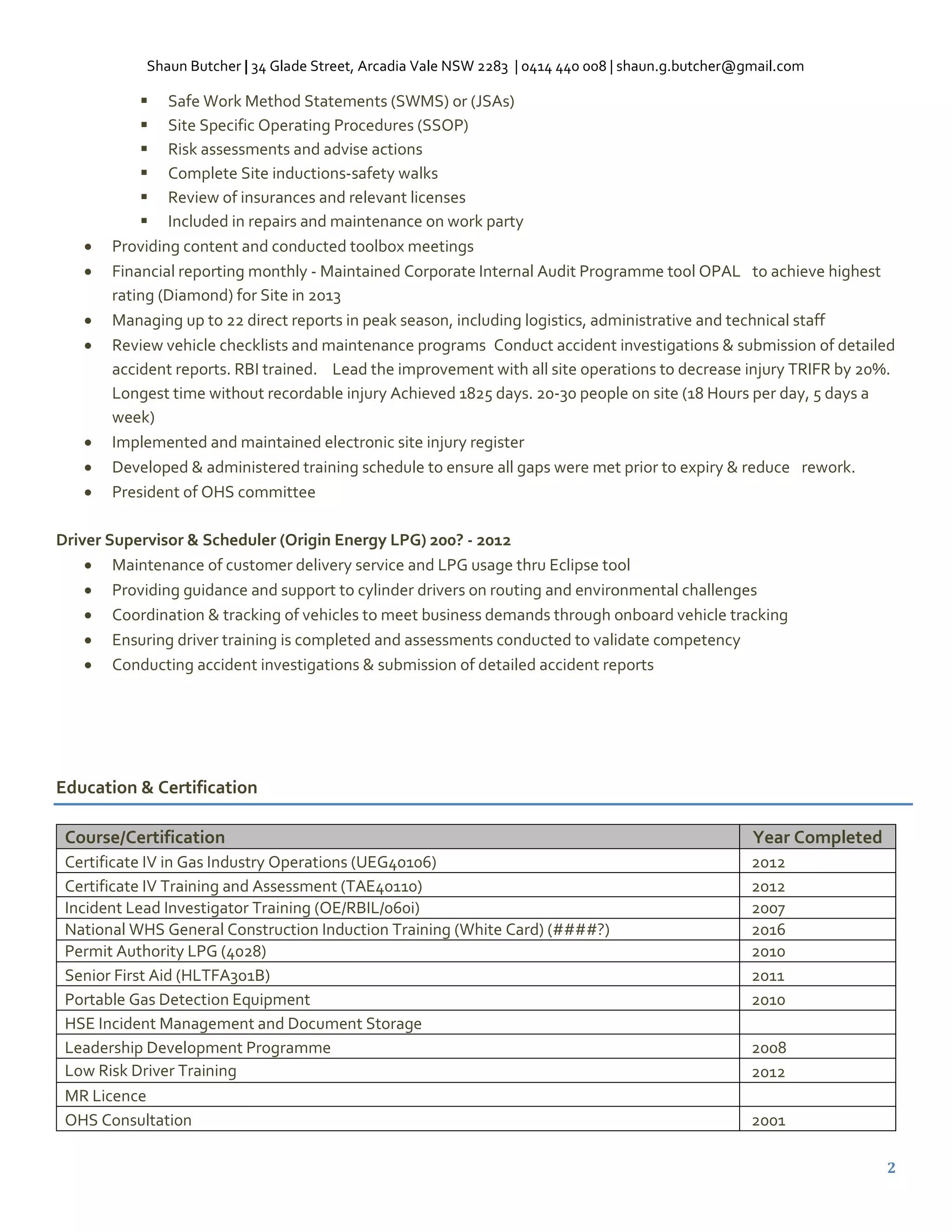 Shaun Butcher RESUME | PDF