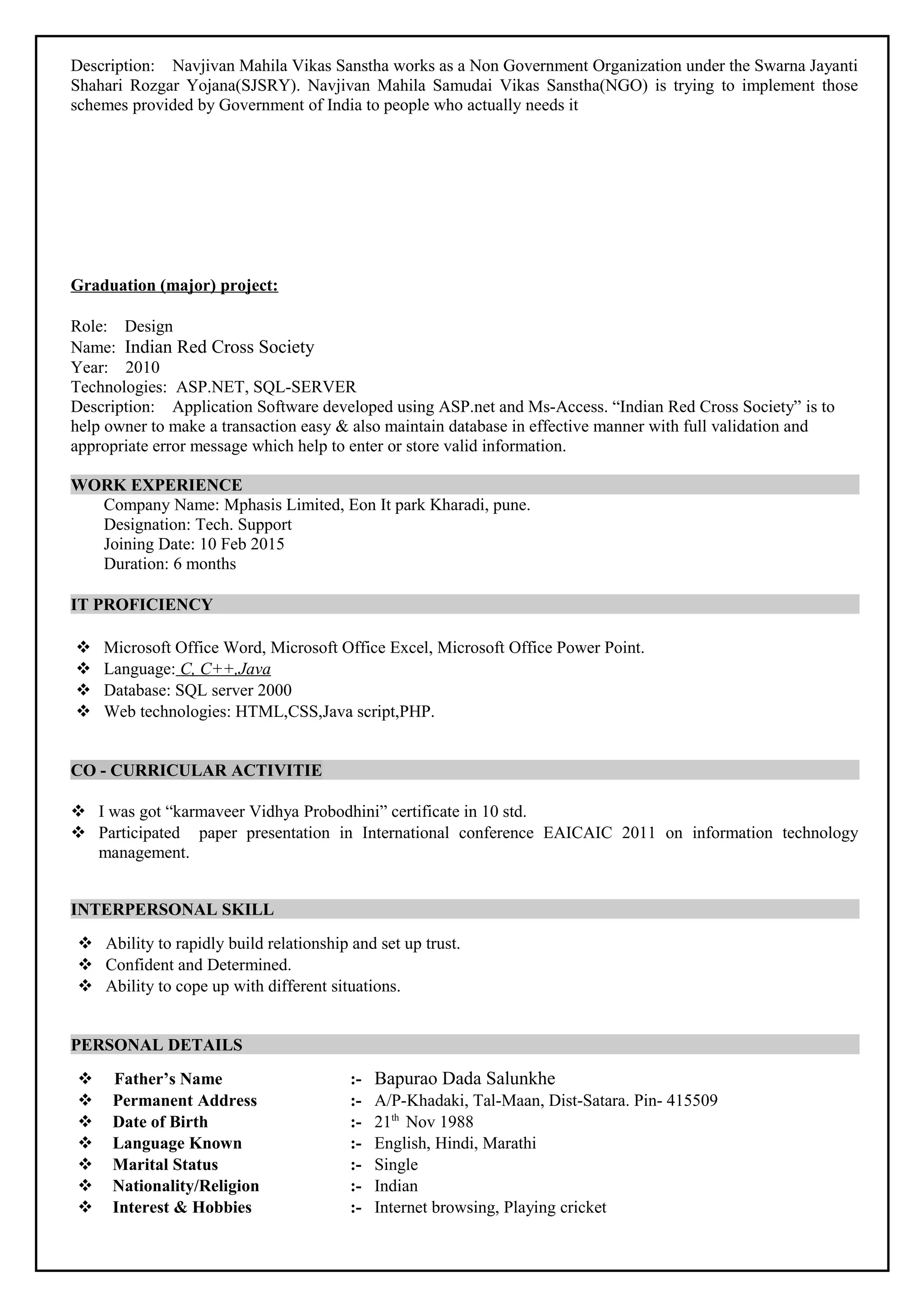 NEW CV MAHADEV | DOC | Computing | Technology & Computing
