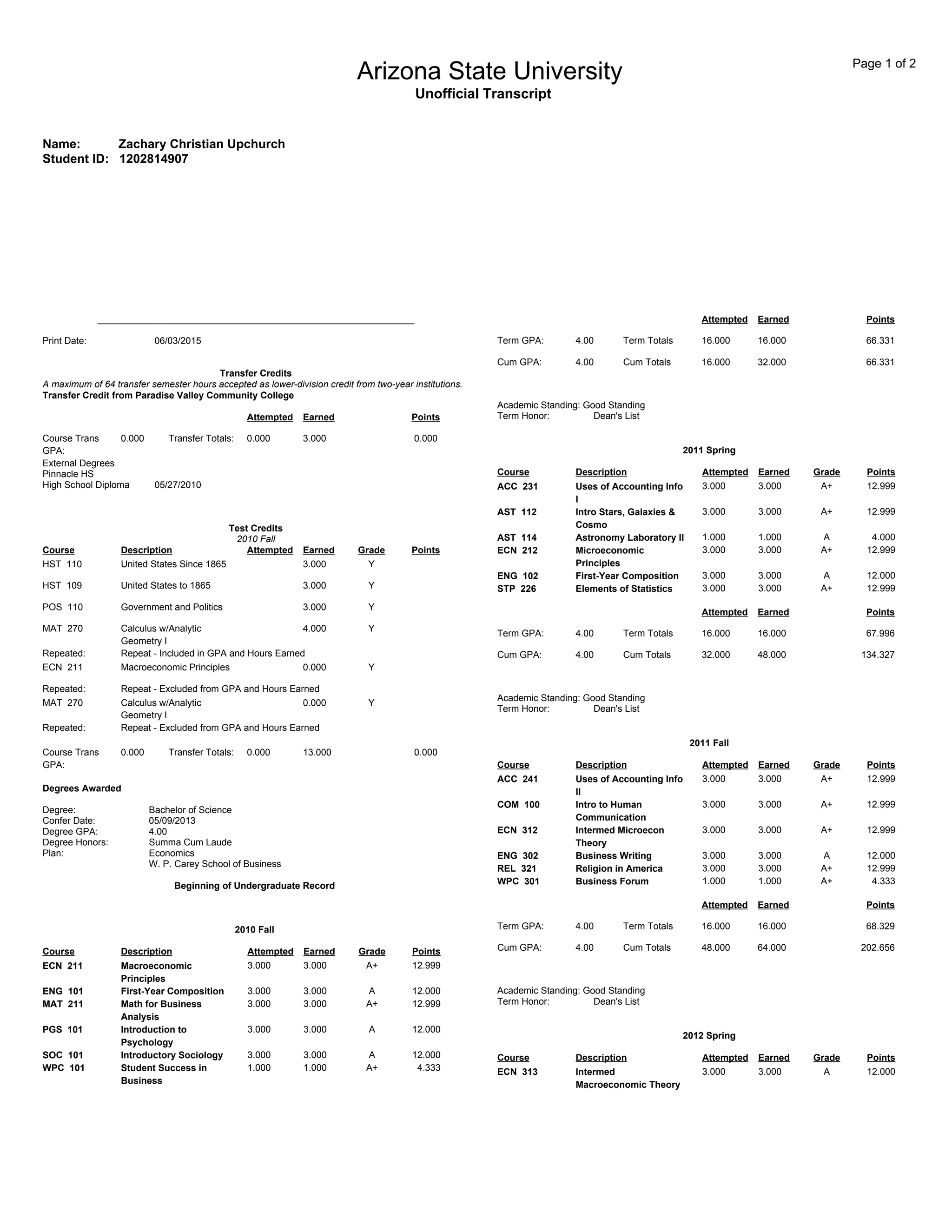 Zac Upchurch Transcript | PDF
