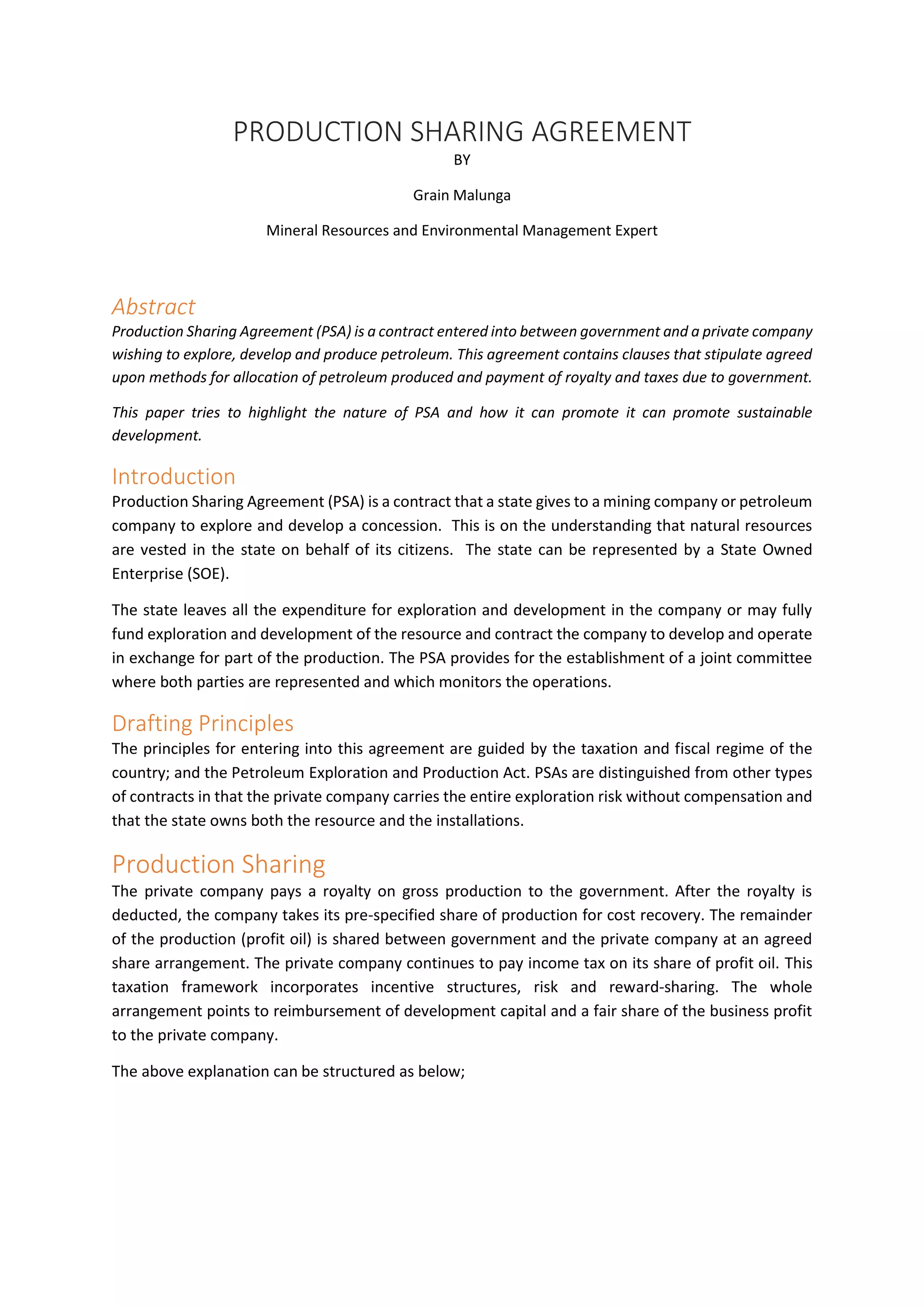 05 16 PRODUCTION SHARING AGREEMENT | PDF