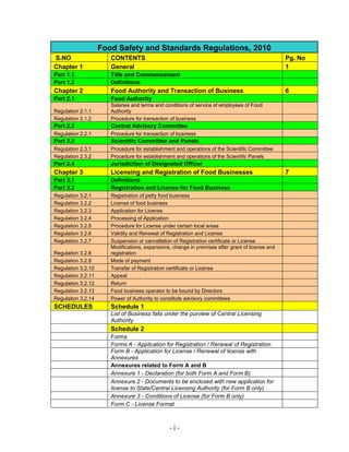 Food Safety and Standards Regulations, 2010 | PDF