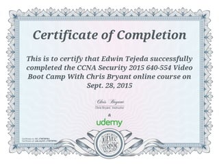 Udemy Certificate CCNA Security 640-554 | PDF