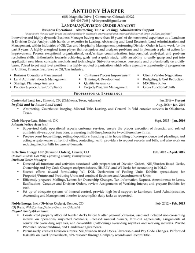 Anthony Harper Resume | PDF | Land and Farms | Real Estate