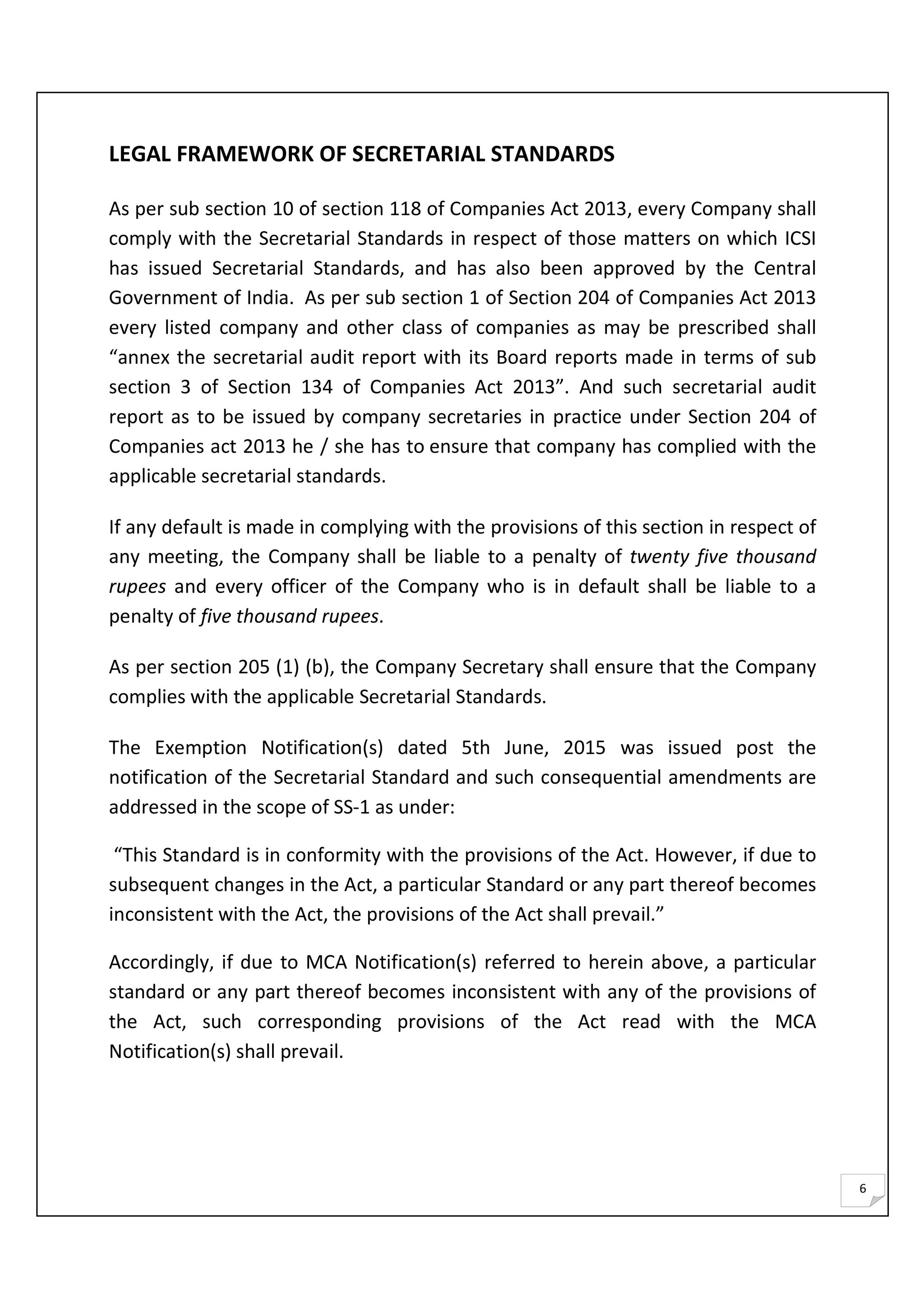 Project on Secretarial Standards | PDF