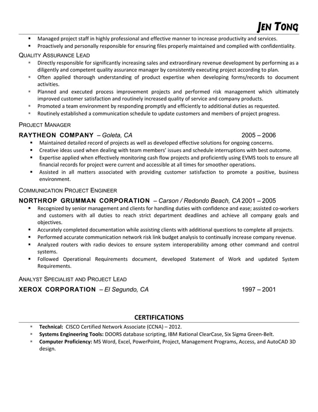 Jen Tong Resume | DOC | Civil Engineering Industry | Industries