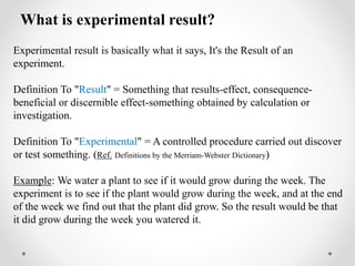 Experimental Results How to assess data | PPT | Free Download