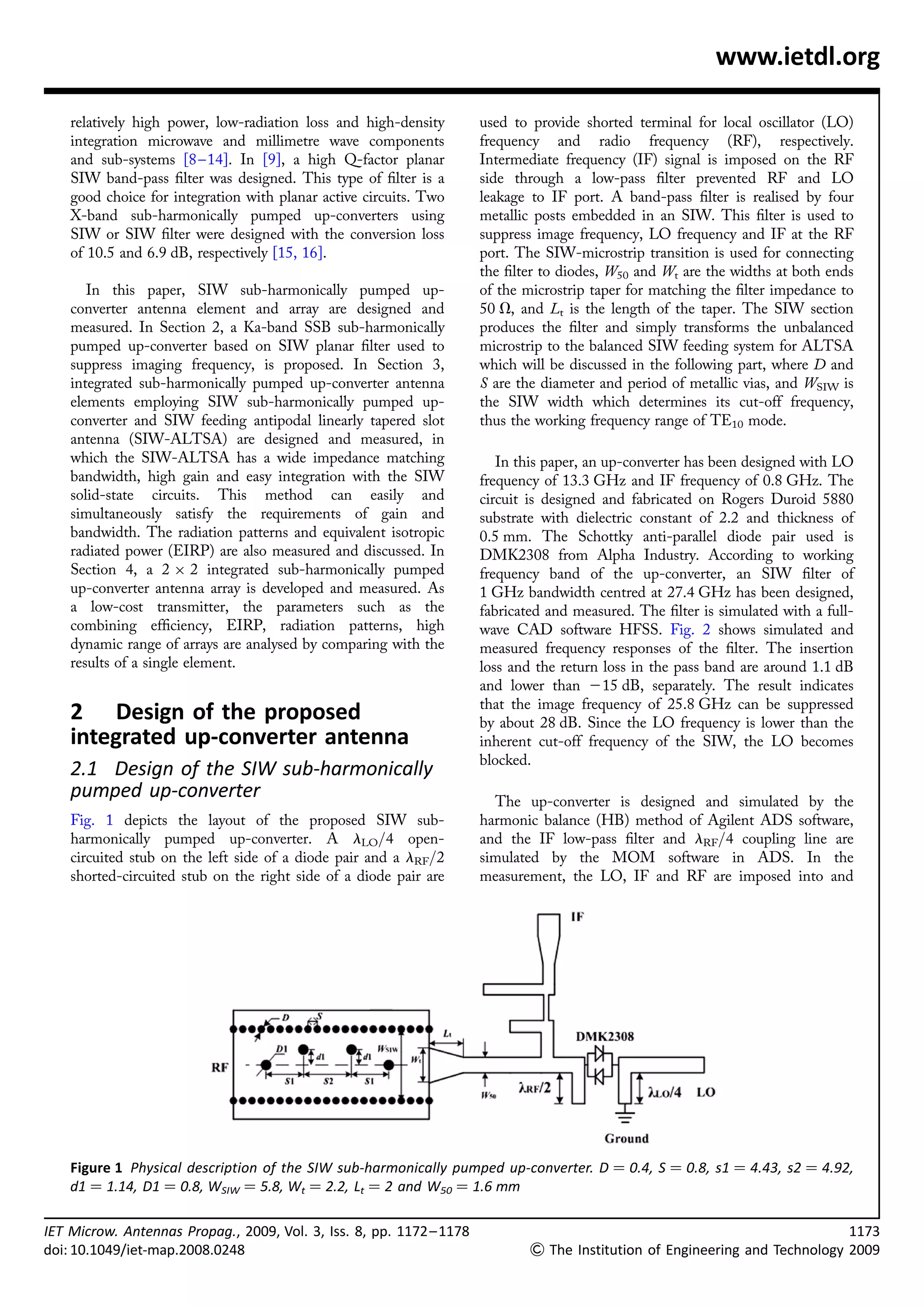 Integrated sub-harmonically pumped up-converter antenna for spatial power combining | PDF