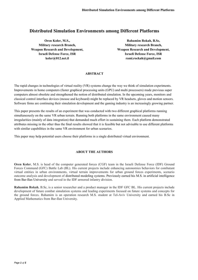 Distributed Simulation Environments among Different Platforms | PDF