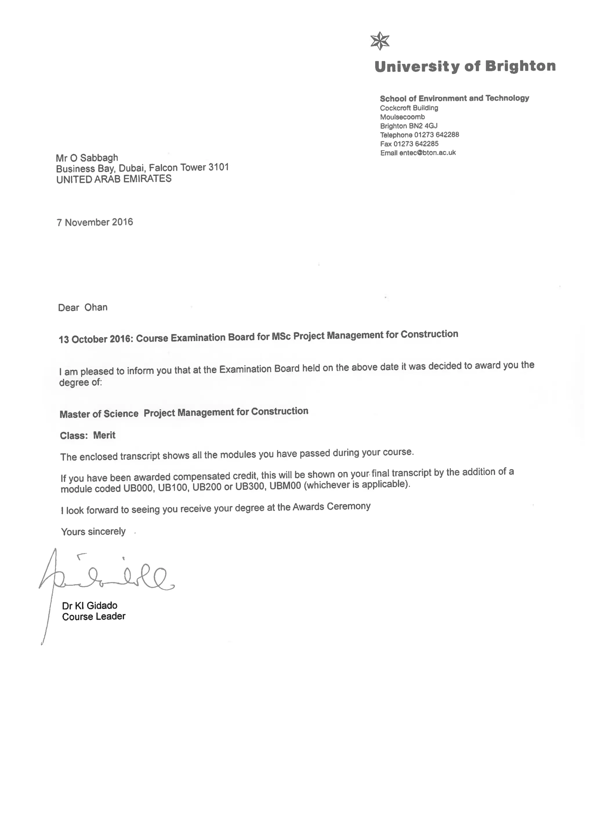 UoB Letter | PDF