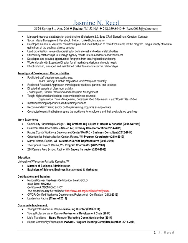 2015 Reed Resume (2P Revised 6-17-2015) | PDF