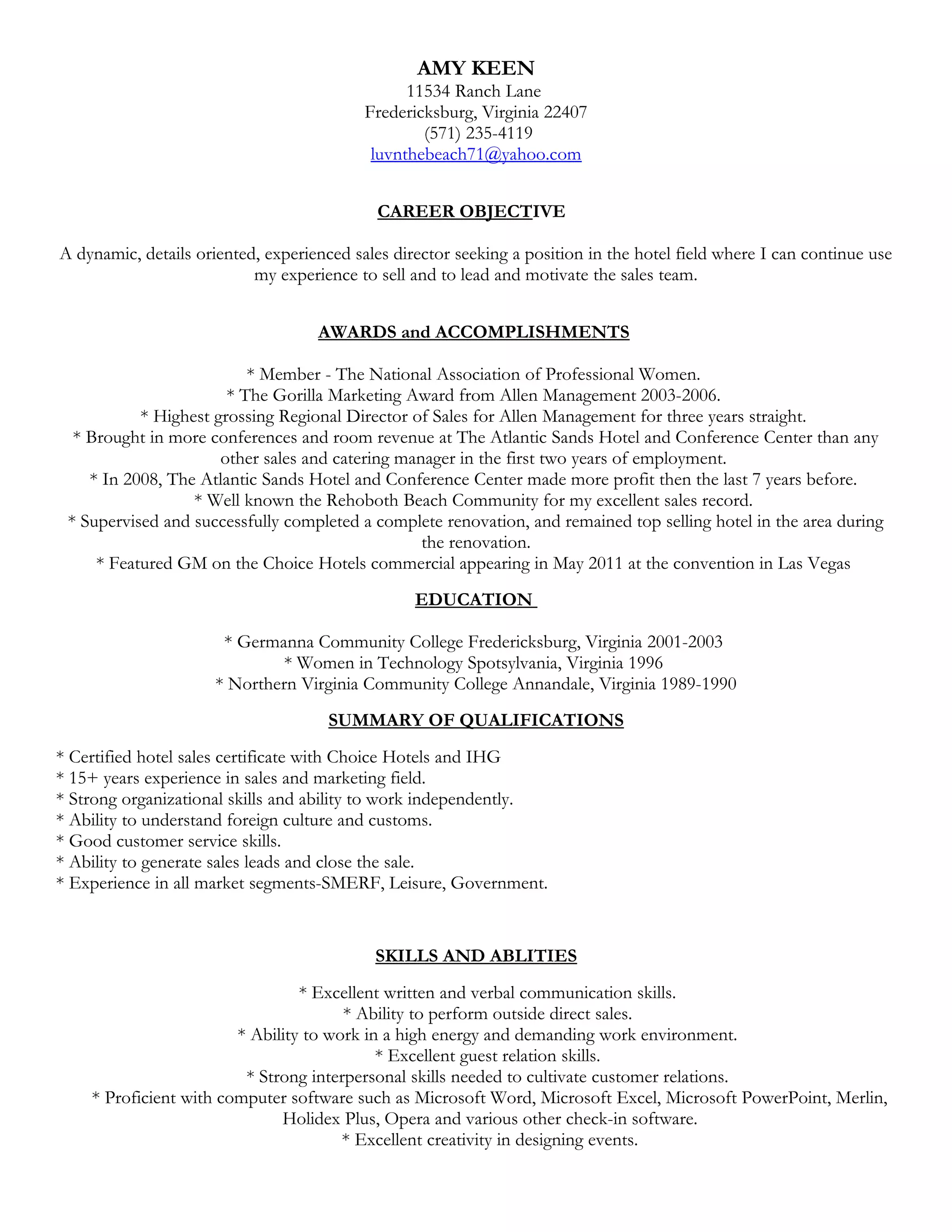 Amy Keens resume | DOC