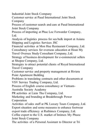 90 đề tài intership report, báo cáo thực tập anh văn thương mại hay! | DOCX