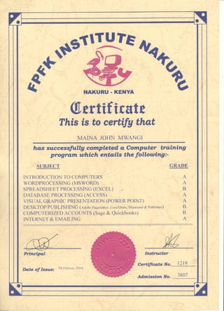 Computer certificate | PDF