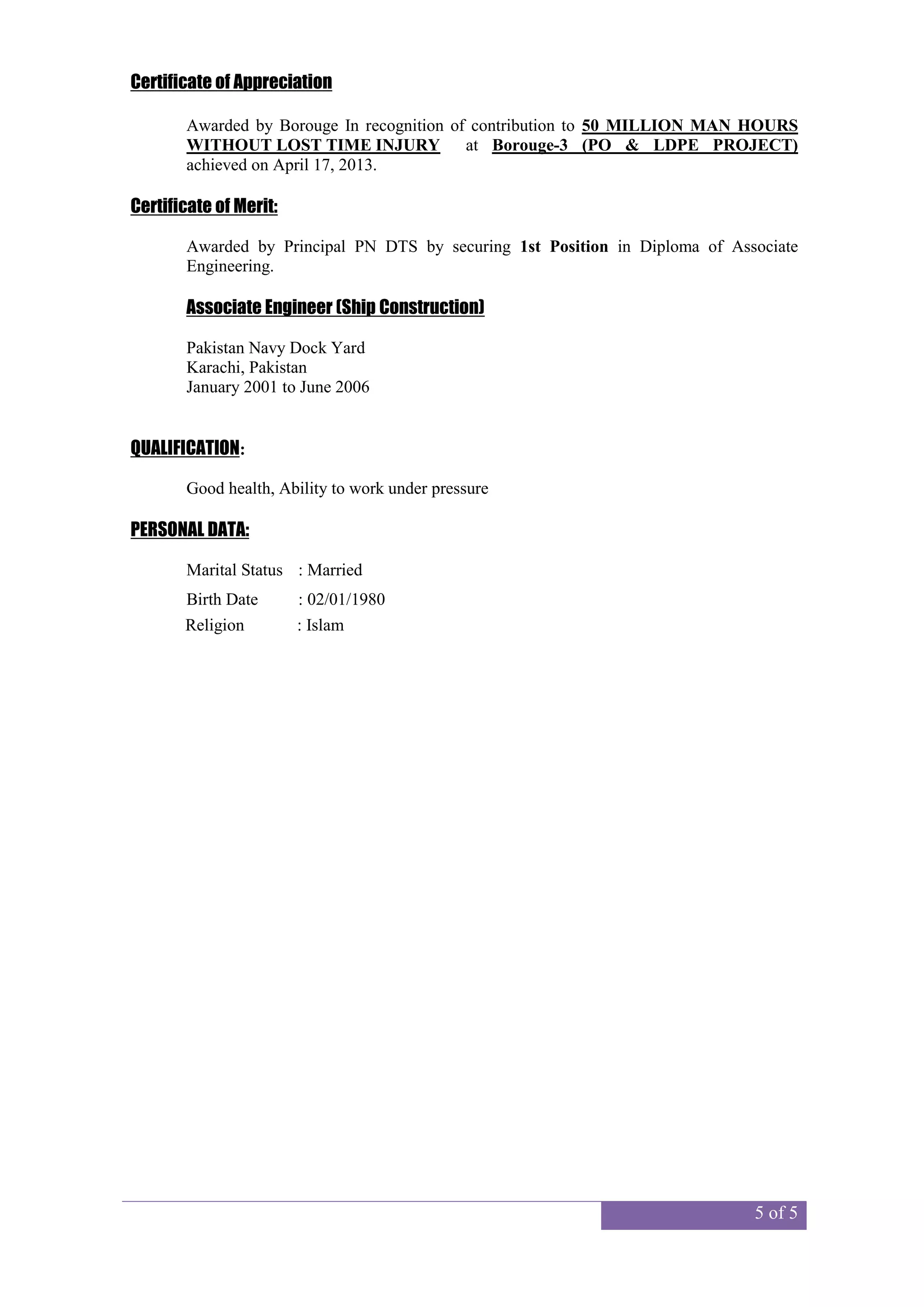 Resume Tahir | PDF | Civil Engineering Industry | Industries