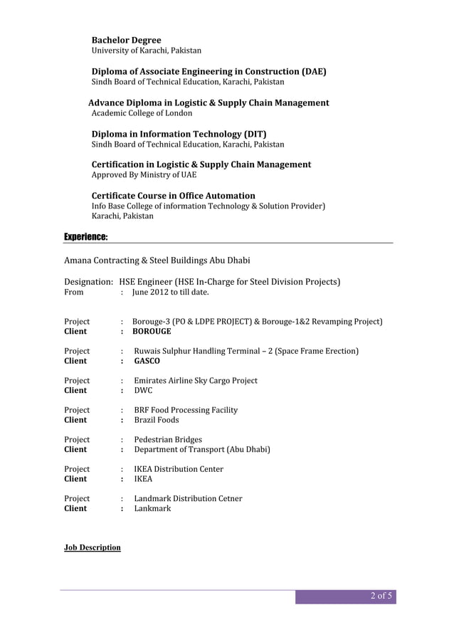 Resume Tahir | PDF | Civil Engineering Industry | Industries