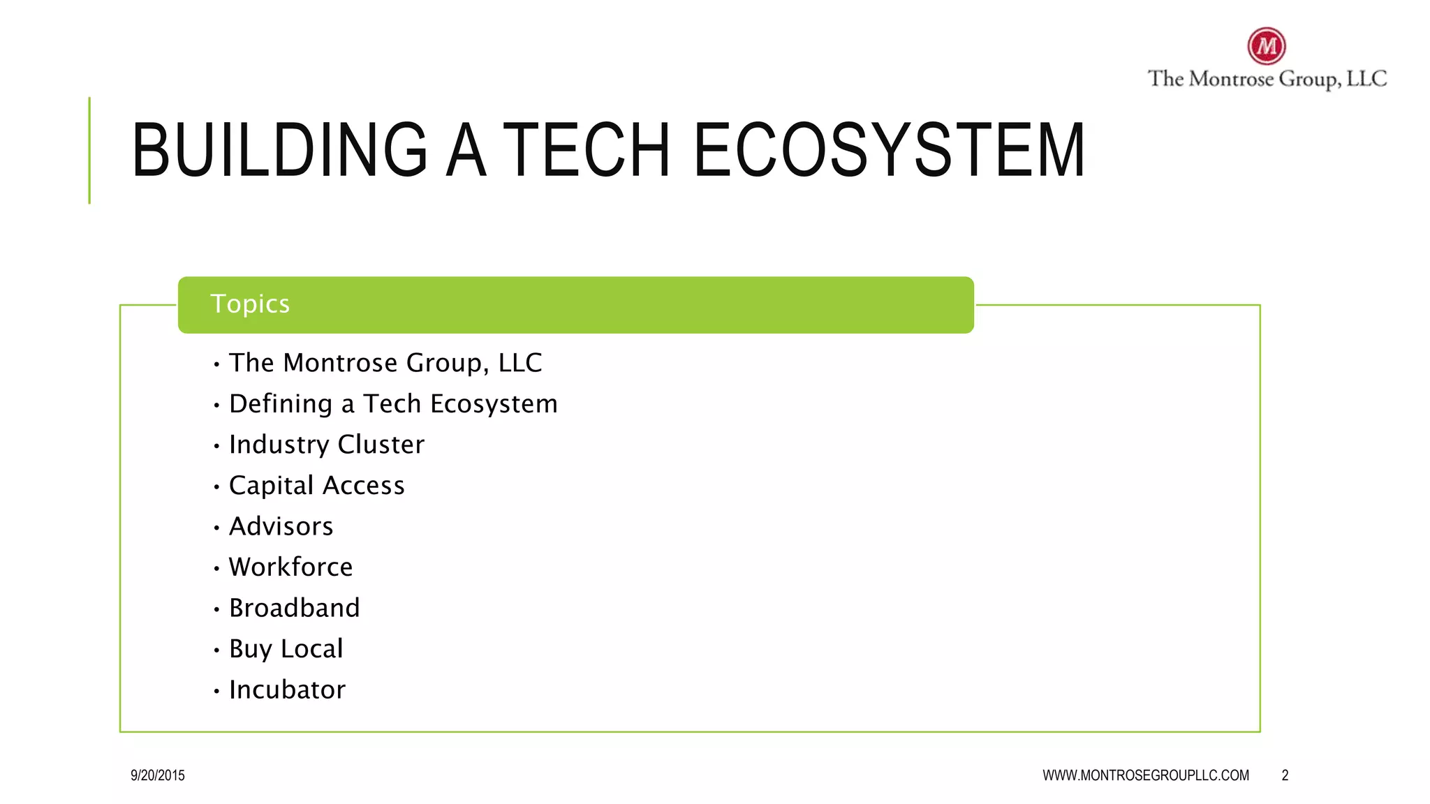 Building a Tech Ecosystem | PPT