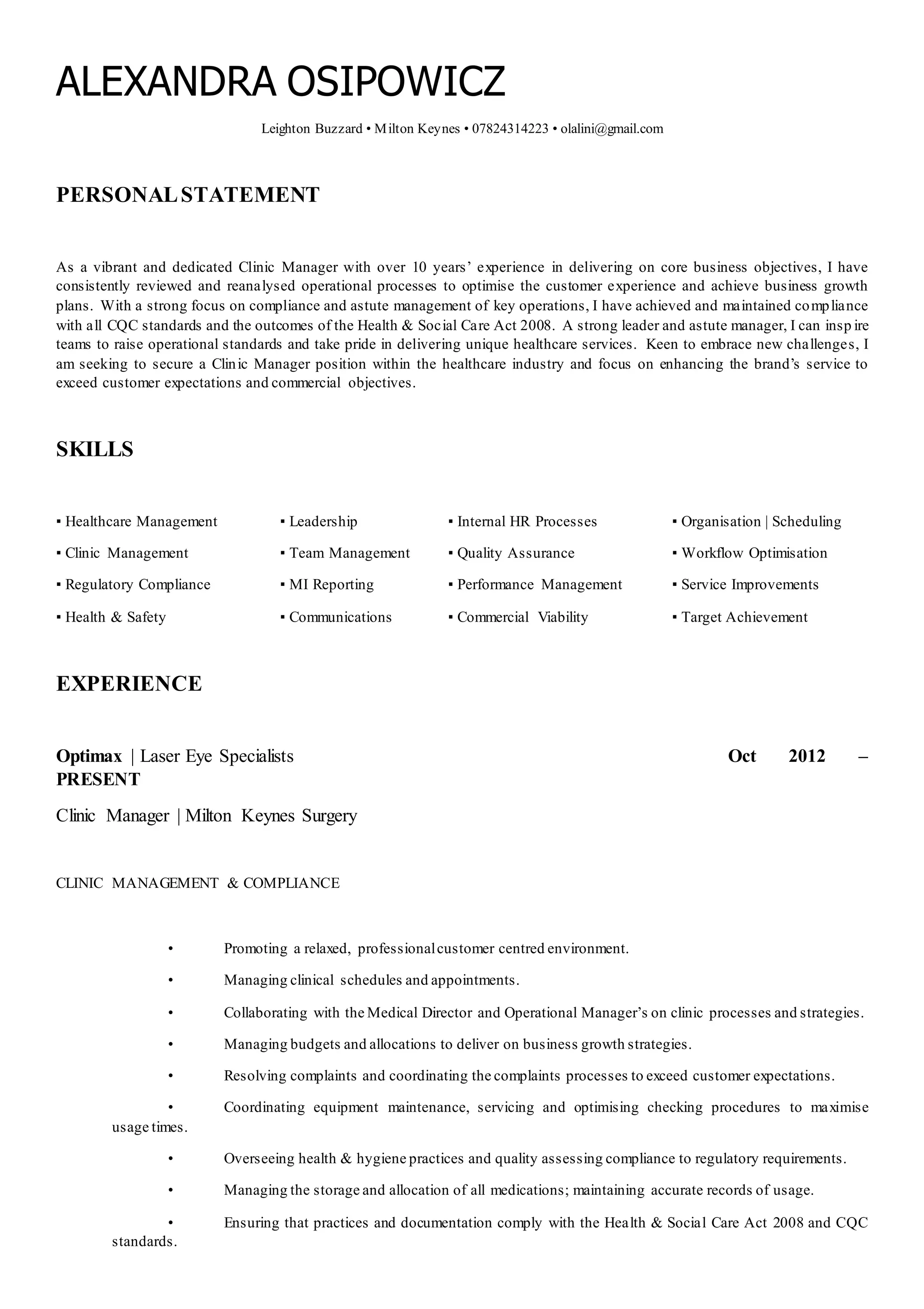 Alexandra Osipowicz CV LINKEDIN | DOCX