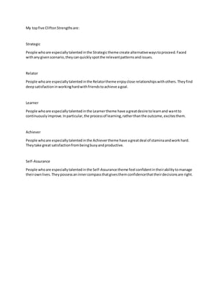 My Top Five CliftonStrengths: Strategic, Relator, Learner, Achiever ...