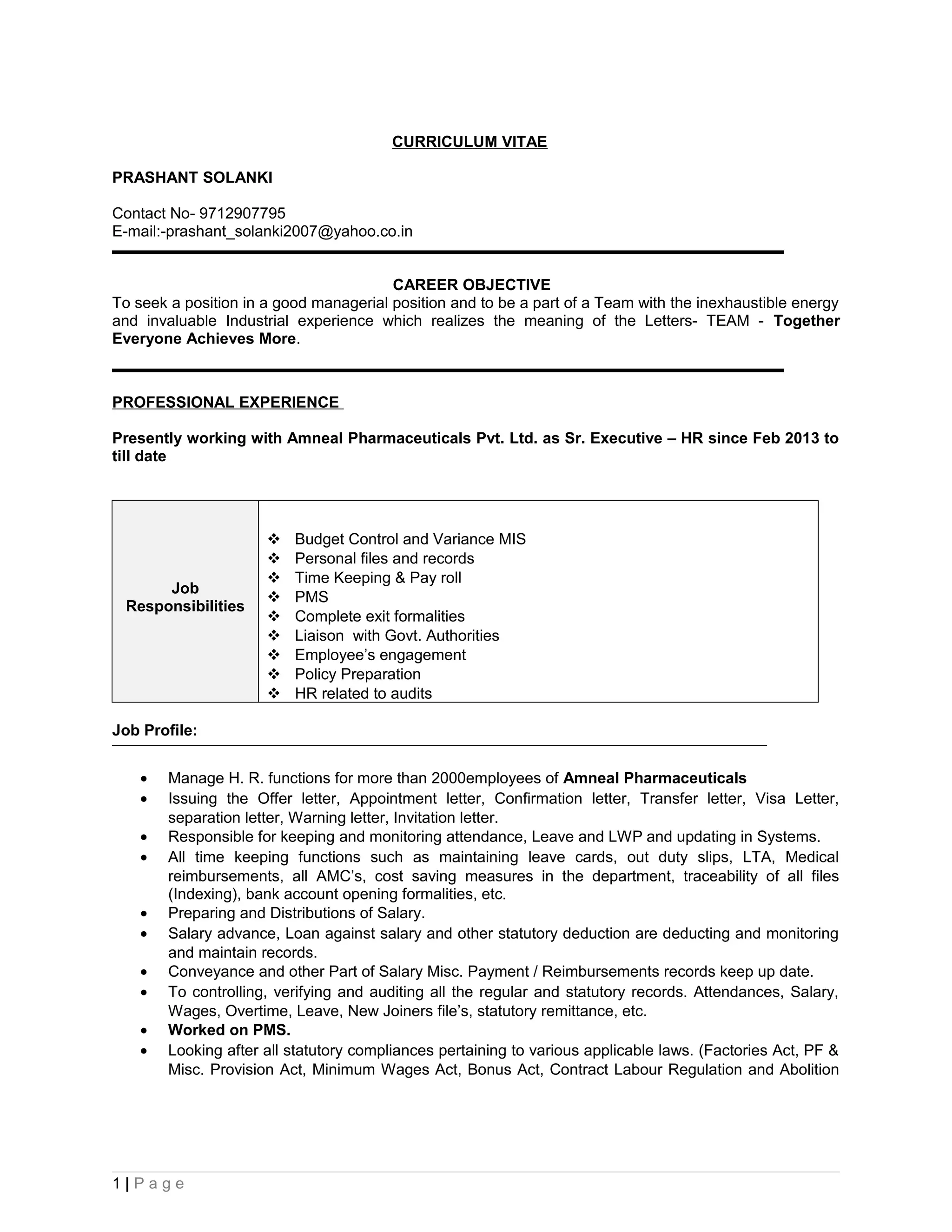 Resume - Prashant | DOC