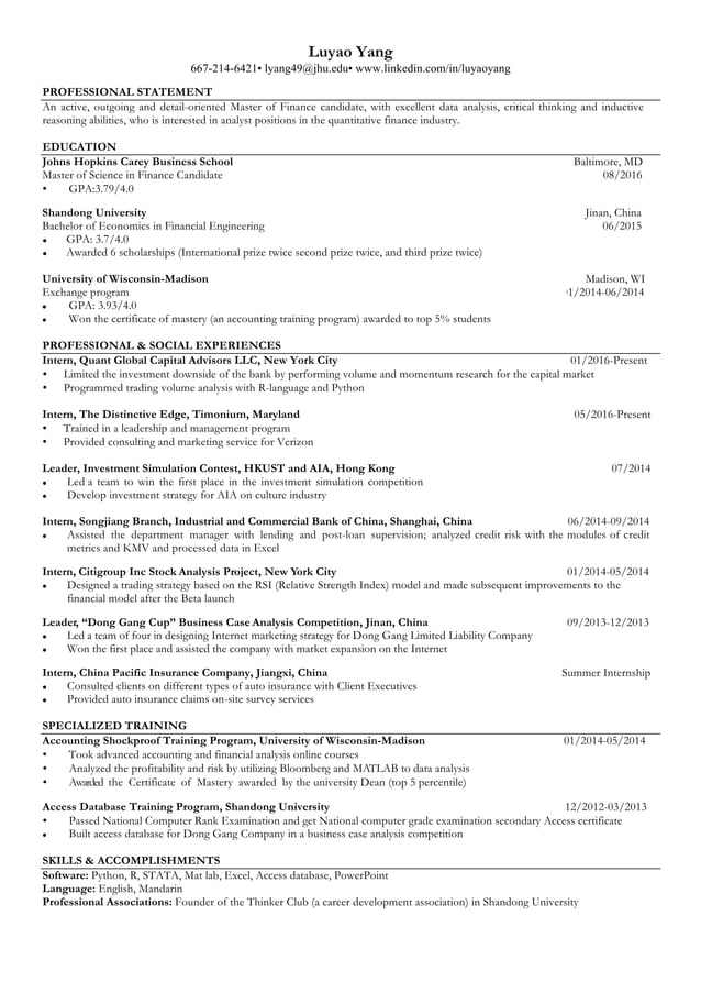 Luyao's Resume | PDF