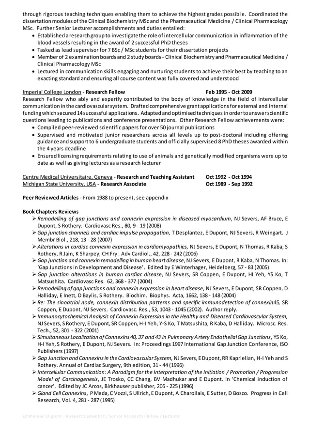 Emmanuel Dupont CV short | DOCX | Heart and Cardiovascular Diseases | Diseases and Conditions