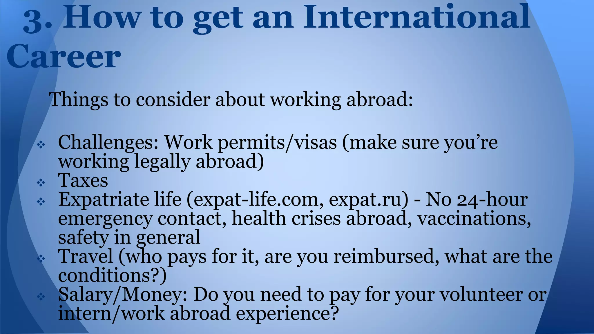 90 min International Careers Presentation | PPT