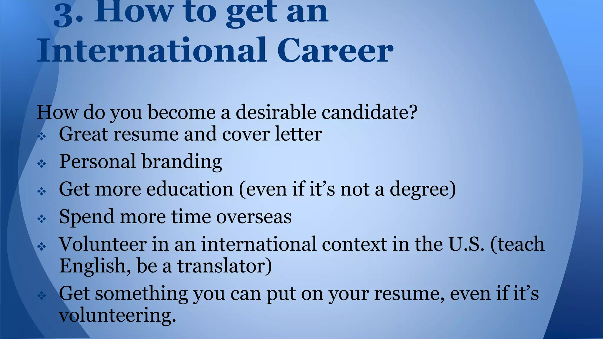 90 min International Careers Presentation | PPT