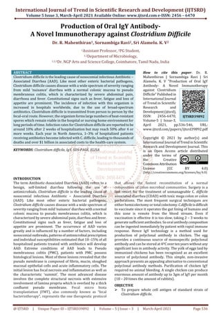 Production of Oral IgY Antibody A Novel Immunotherapy against Clostridium Difficile | PDF