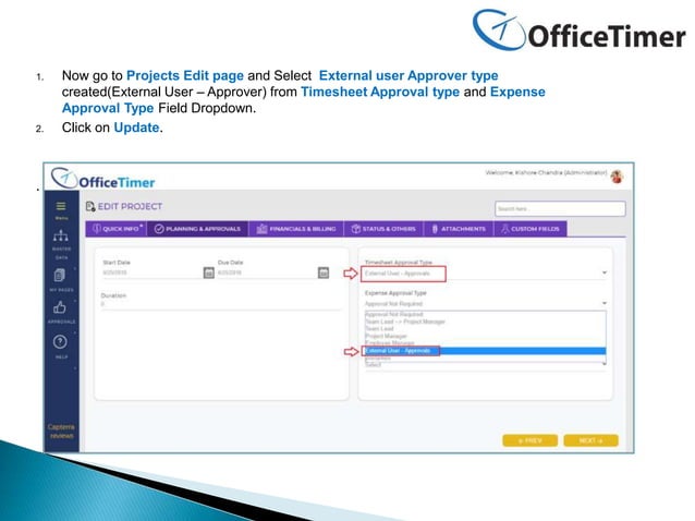 Set external users as timesheet expensesheet timeoff approver in ...