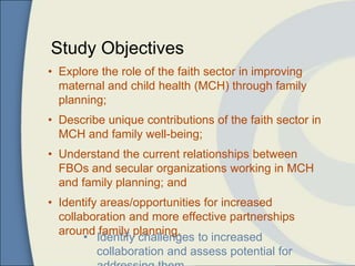 Faith, family planning and family well-being: Maximizing effectiveness ...