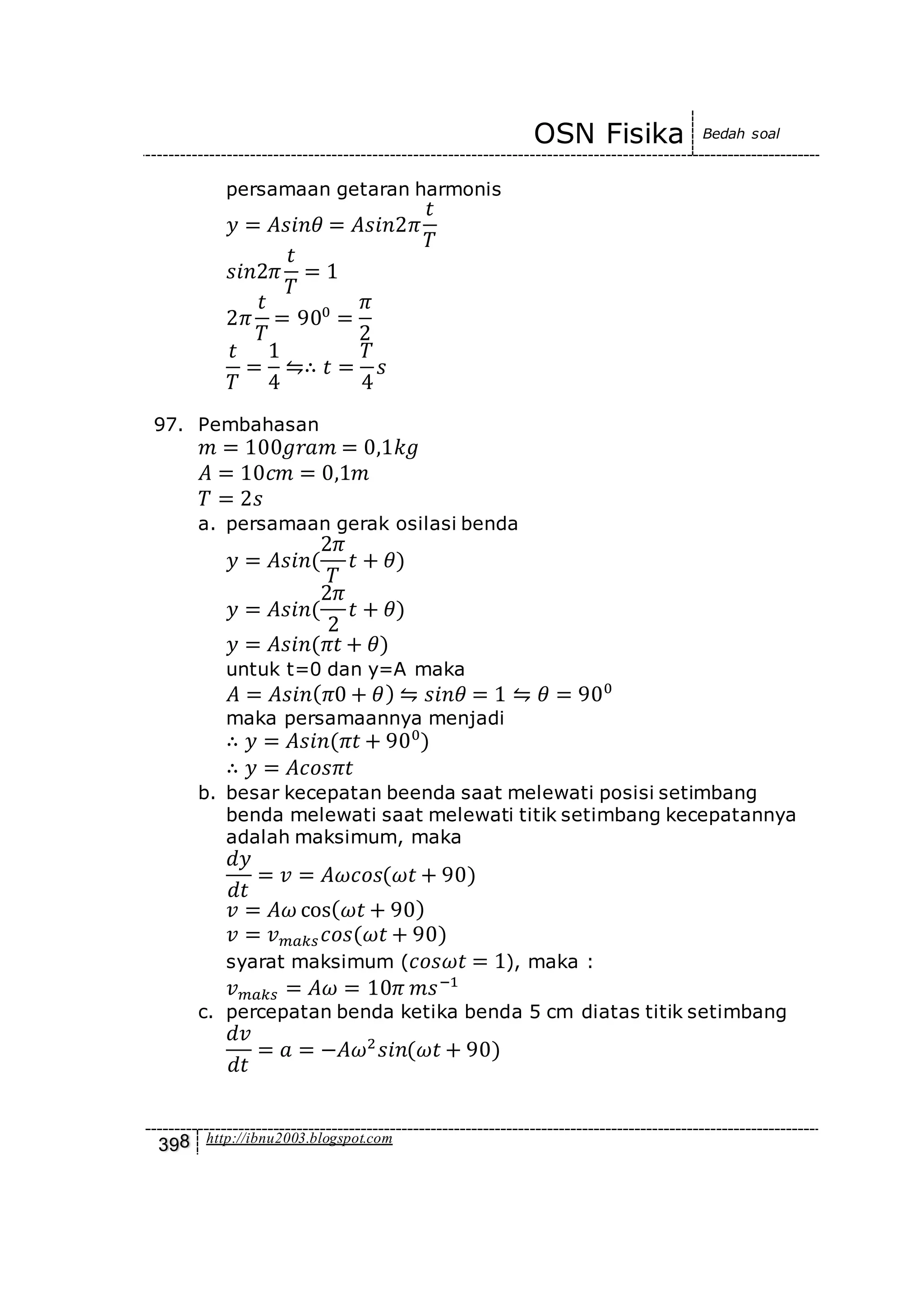 91 100 osn fisika (tkunci) | PDF