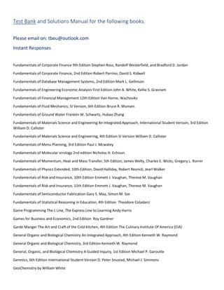 Test bank And Solutions Manual | PDF