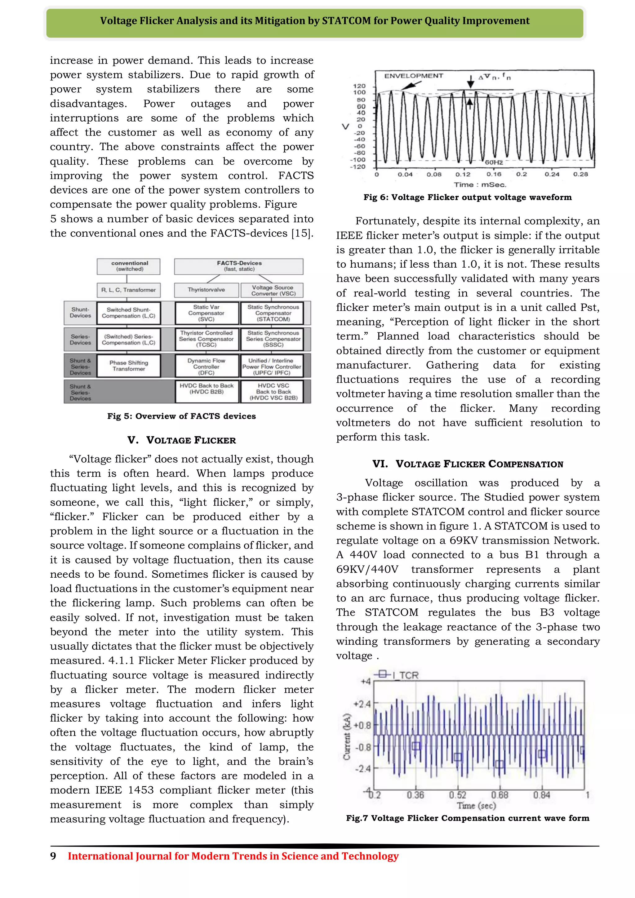 Voltage Flicker Analysis and its Mitigation by STATCOM for Power Quality Improvement | PDF