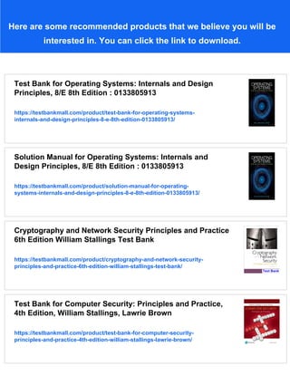 Test Bank for Operating Systems: Internals and Design Principles, 7th ...