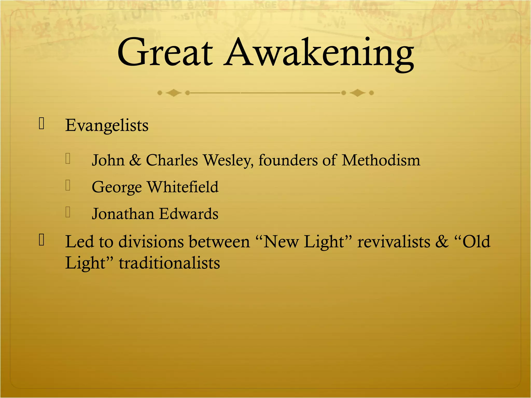 Great Awakening & the Enlightenment | PPT