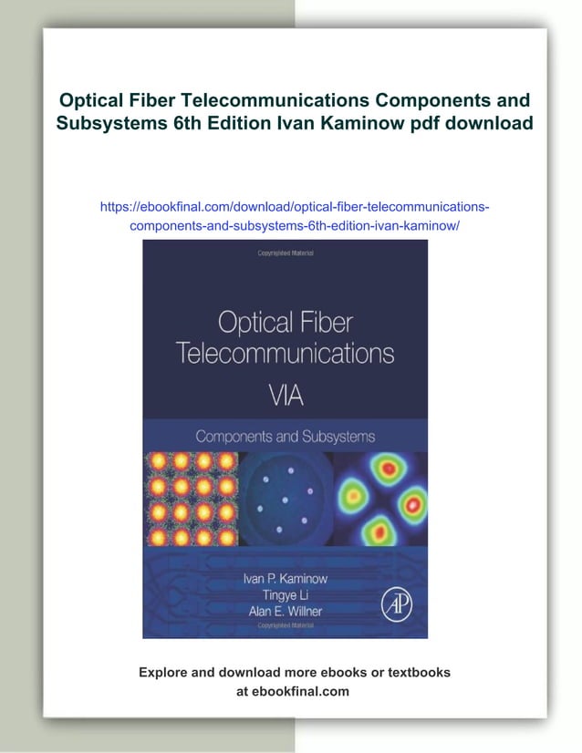 Optical Fiber Telecommunications Components and Subsystems 6th Edition ...