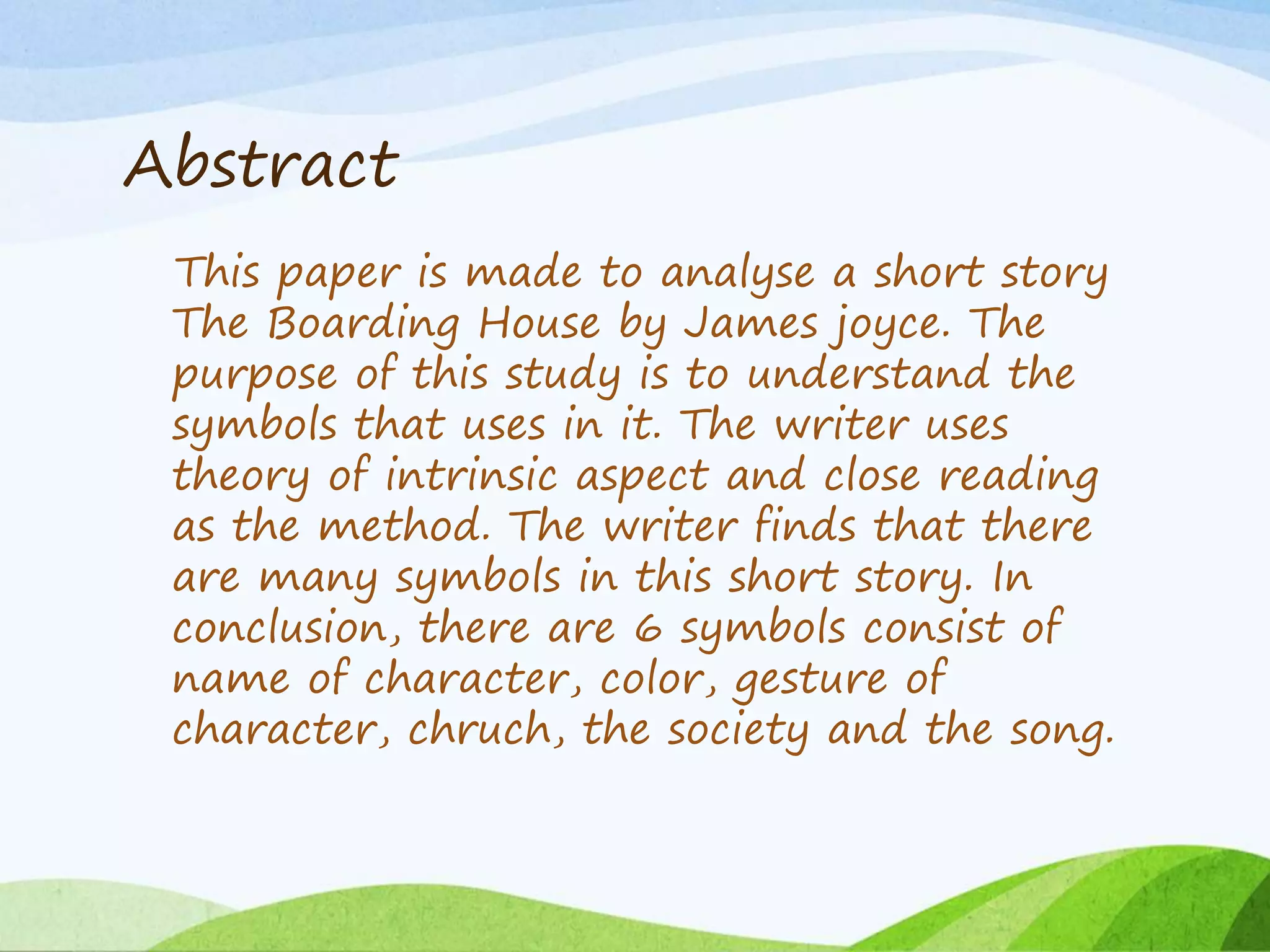 Analysis Symbols in The Boarding House by James Joyce | PPTX