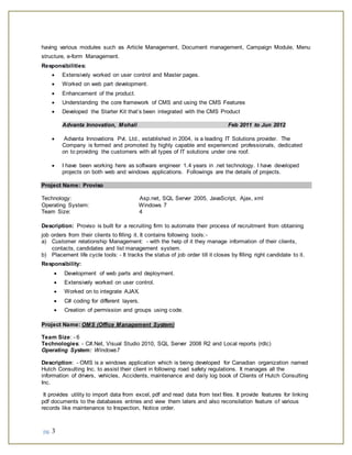 Dot Net Developer with 3.11 Years of experience | PDF