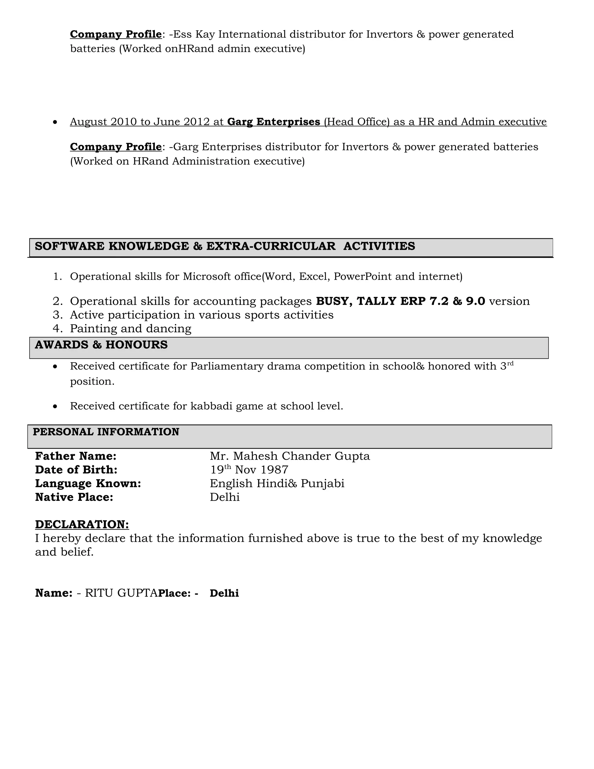 resume ritu gupta | DOC