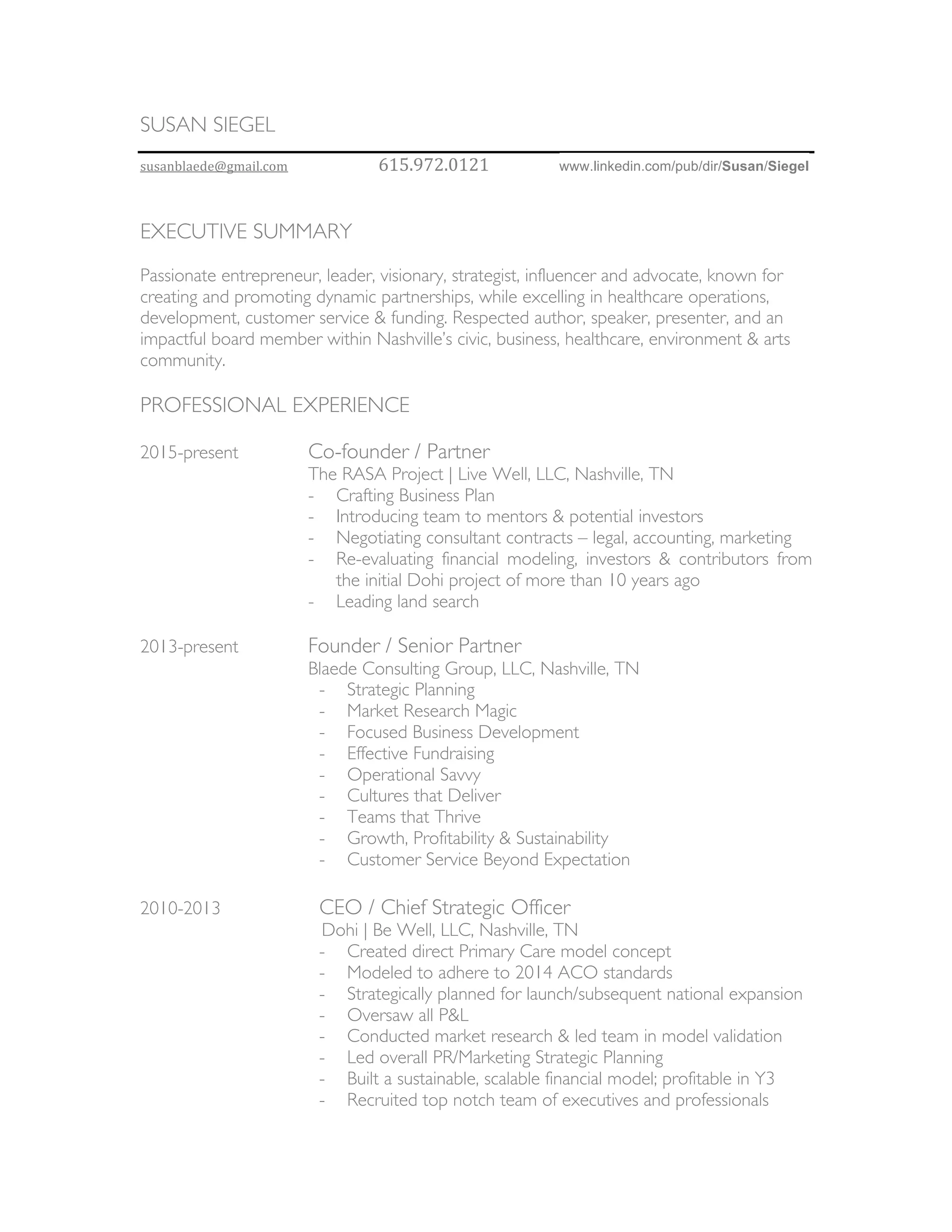 SUSAN SIEGEL resume 2016 | PDF