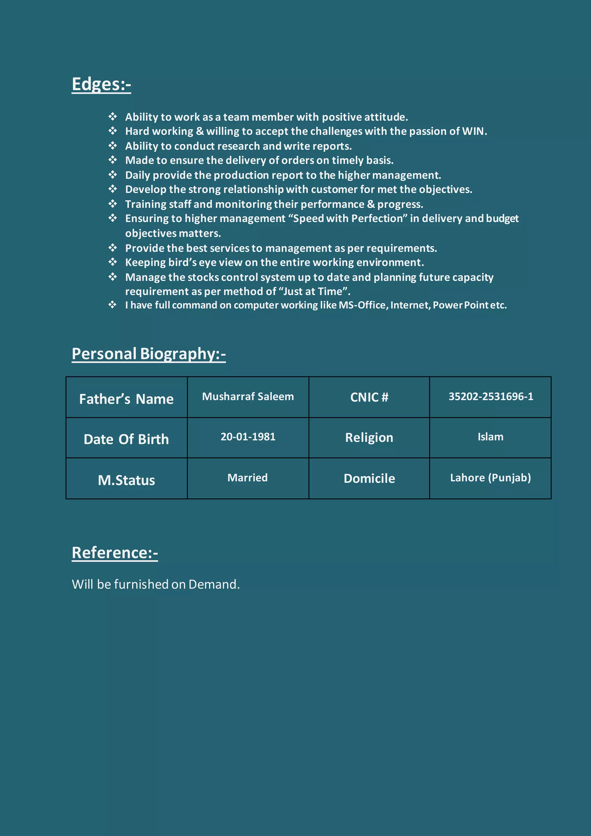 Obaid Perfational CV | DOCX