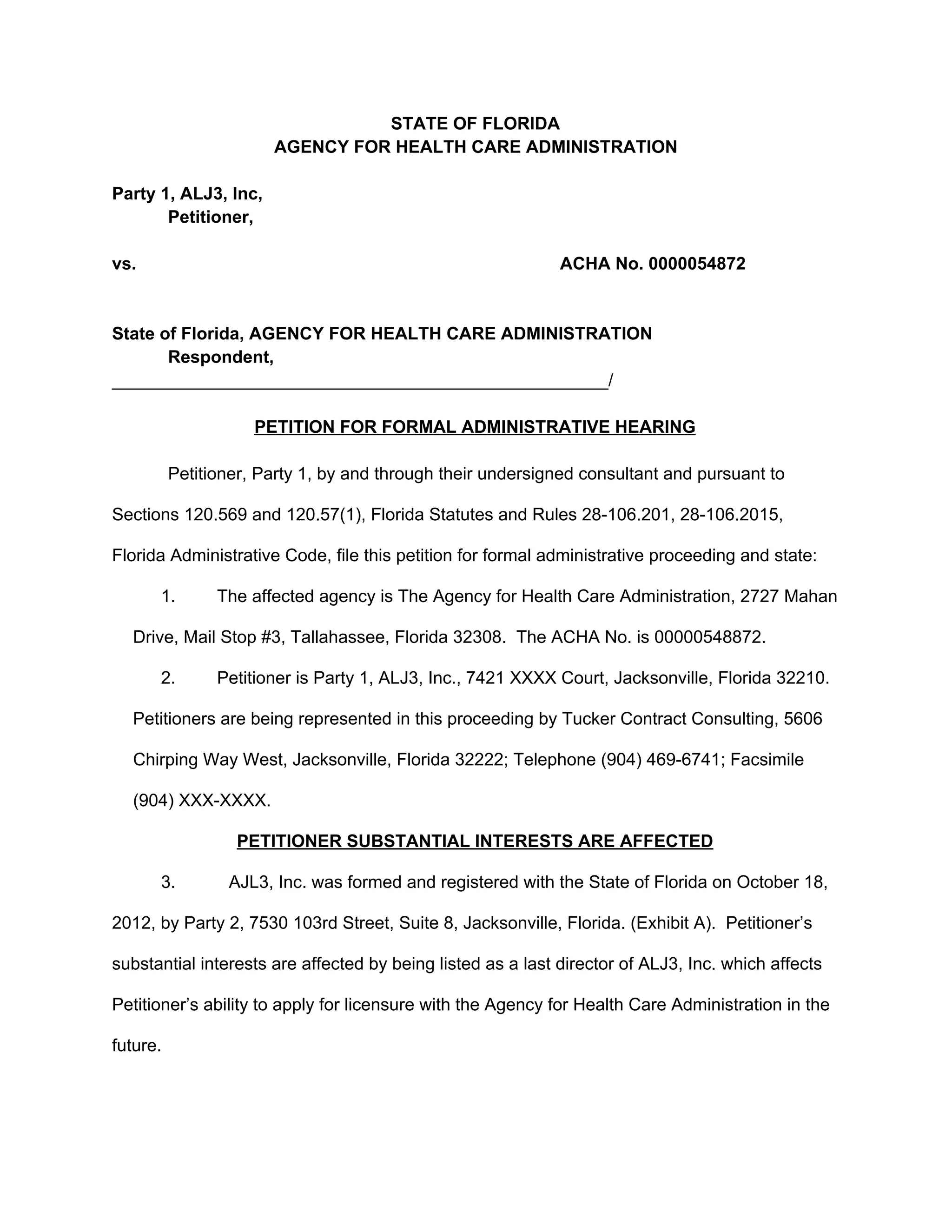 PetitionforFormalAdministrativeHearing-Sample | PDF
