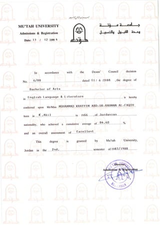 BA Graduation Certificate-English | PDF