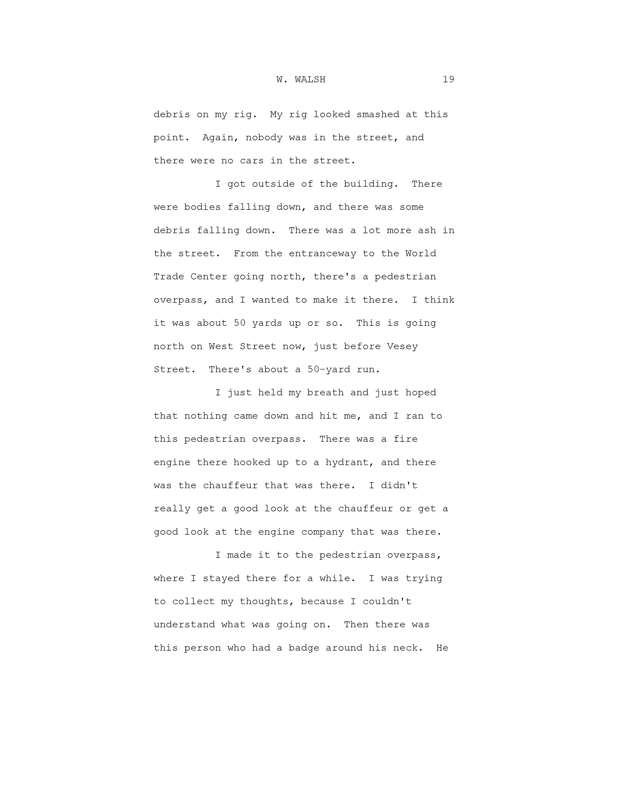 World Trade Center Task Force Interview Lieutenant William Walsh | PDF