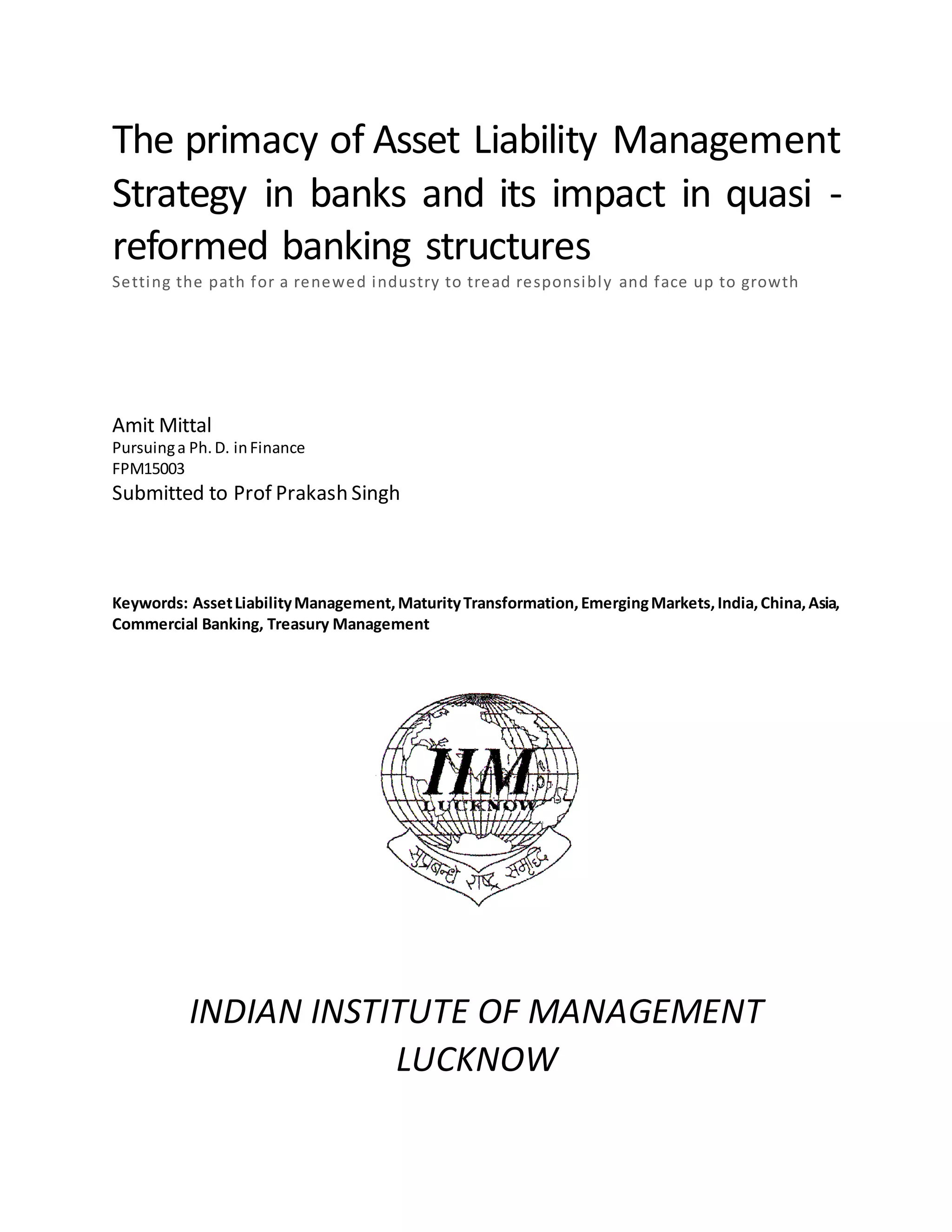 Term Paper_Contemporary Banking_The primacy of Asset Liability ...
