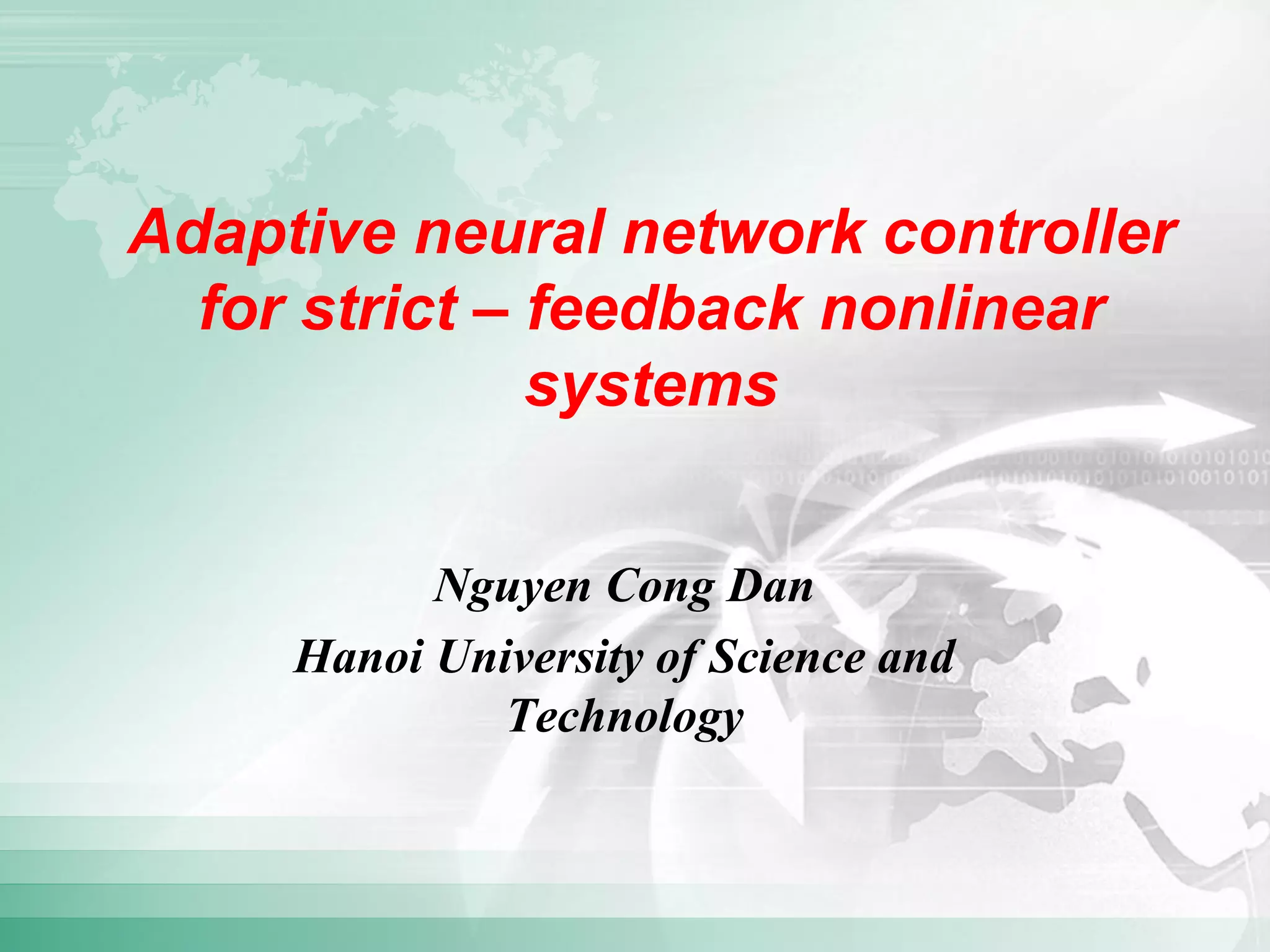 Adaptive neural network controller Presentation | PPT Adaptive neural network controller Presentation | PPT