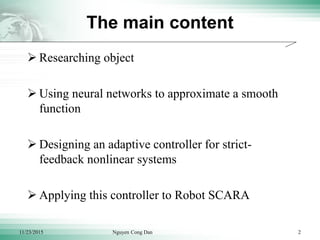 Adaptive neural network controller Presentation | PPT